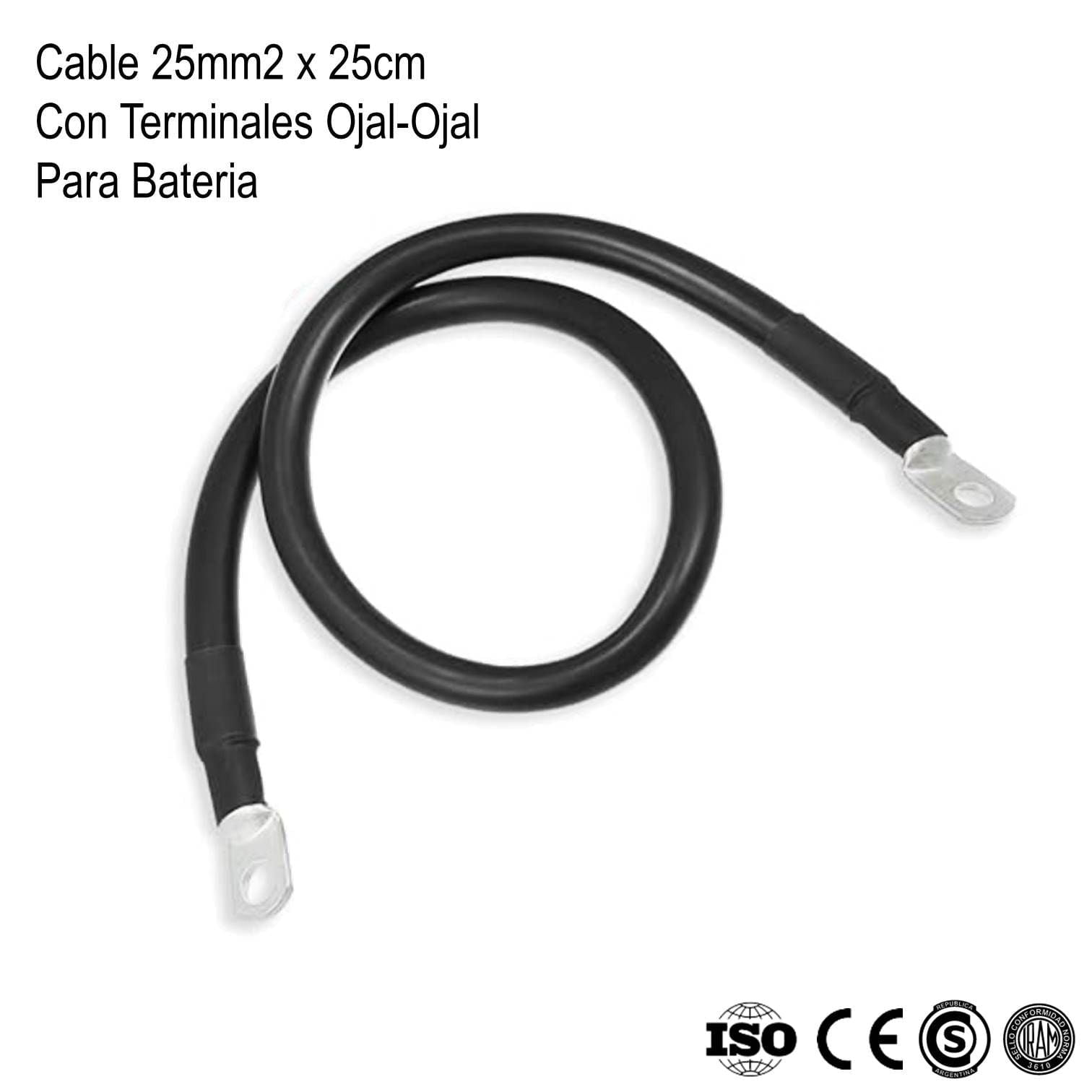 Cable para Bateria 25mm2 Ojal-Ojal 30cm xUn
